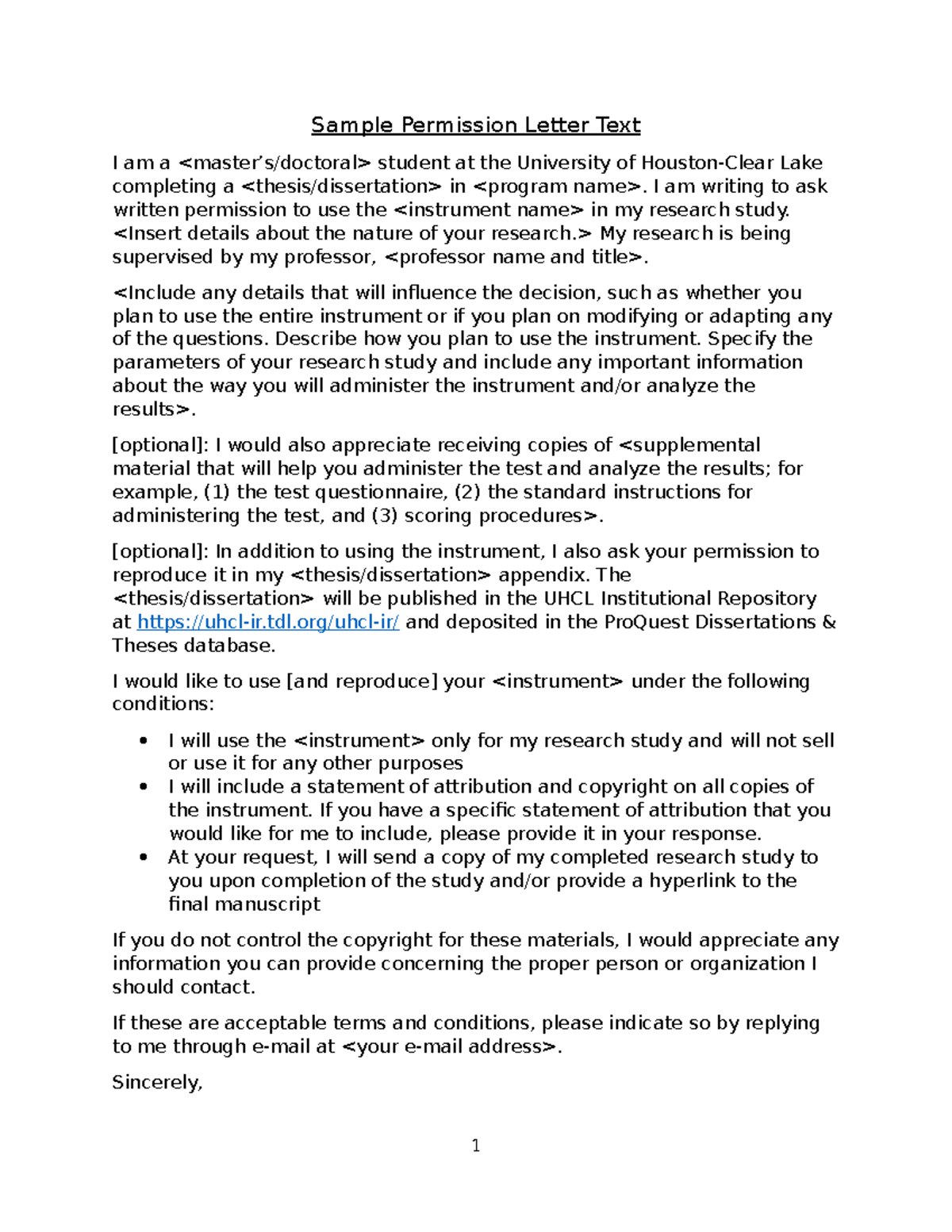 Sample Permission Letter Text - I am writing to ask written permission ...