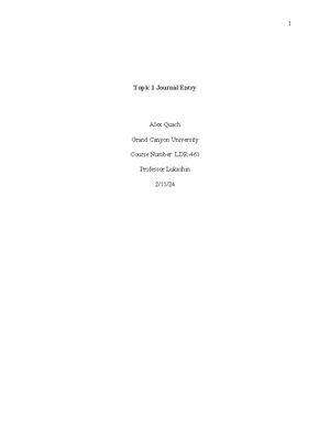 DQ week 1 - LDR-461 - DQ 1 Provide a brief explanation of your ...