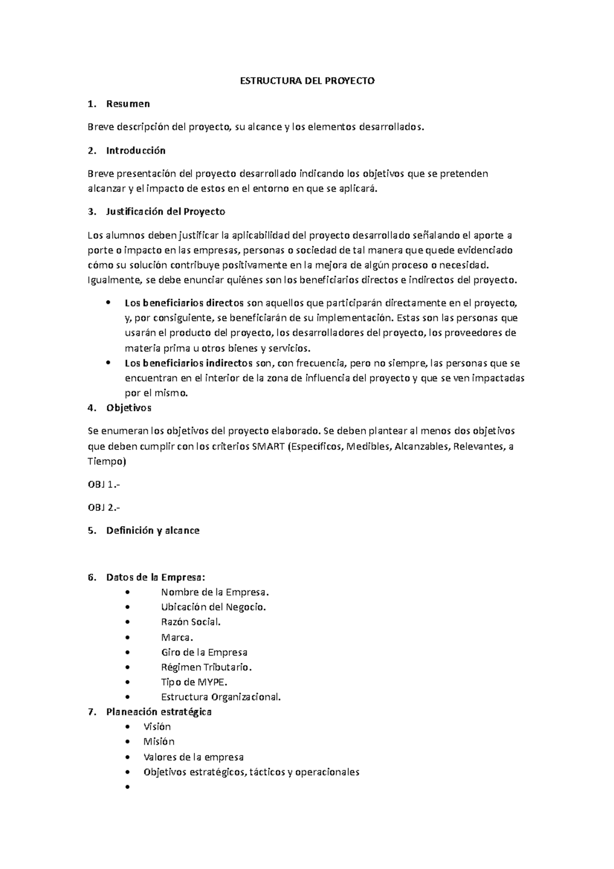 Estructura DEL Proyecto - ESTRUCTURA DEL PROYECTO Resumen Breve ...