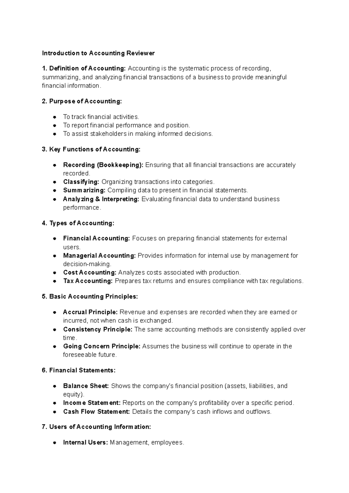 Intro to Accounting Review - Introduction to Accounting Reviewer ...
