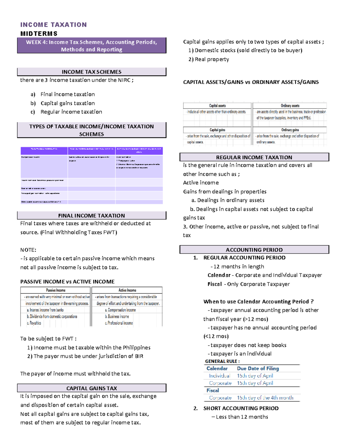 Incometaxmidterns - Midterms - MIDTERMS WEEK 4: Income Tax Schemes ...