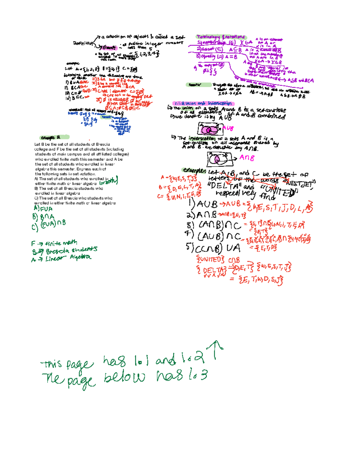Basics of set theory notes - Let B be the set of all students of ...