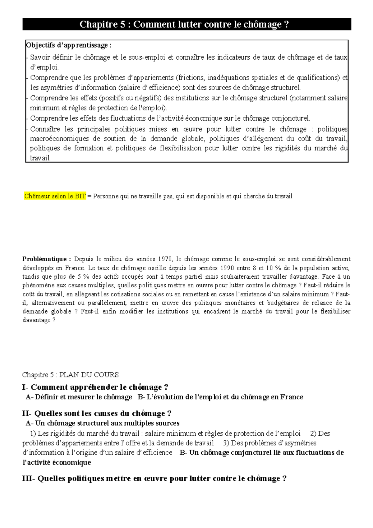 Chomage eleves - ses - Chapitre 5 : Comment lutter contre le chômage ...