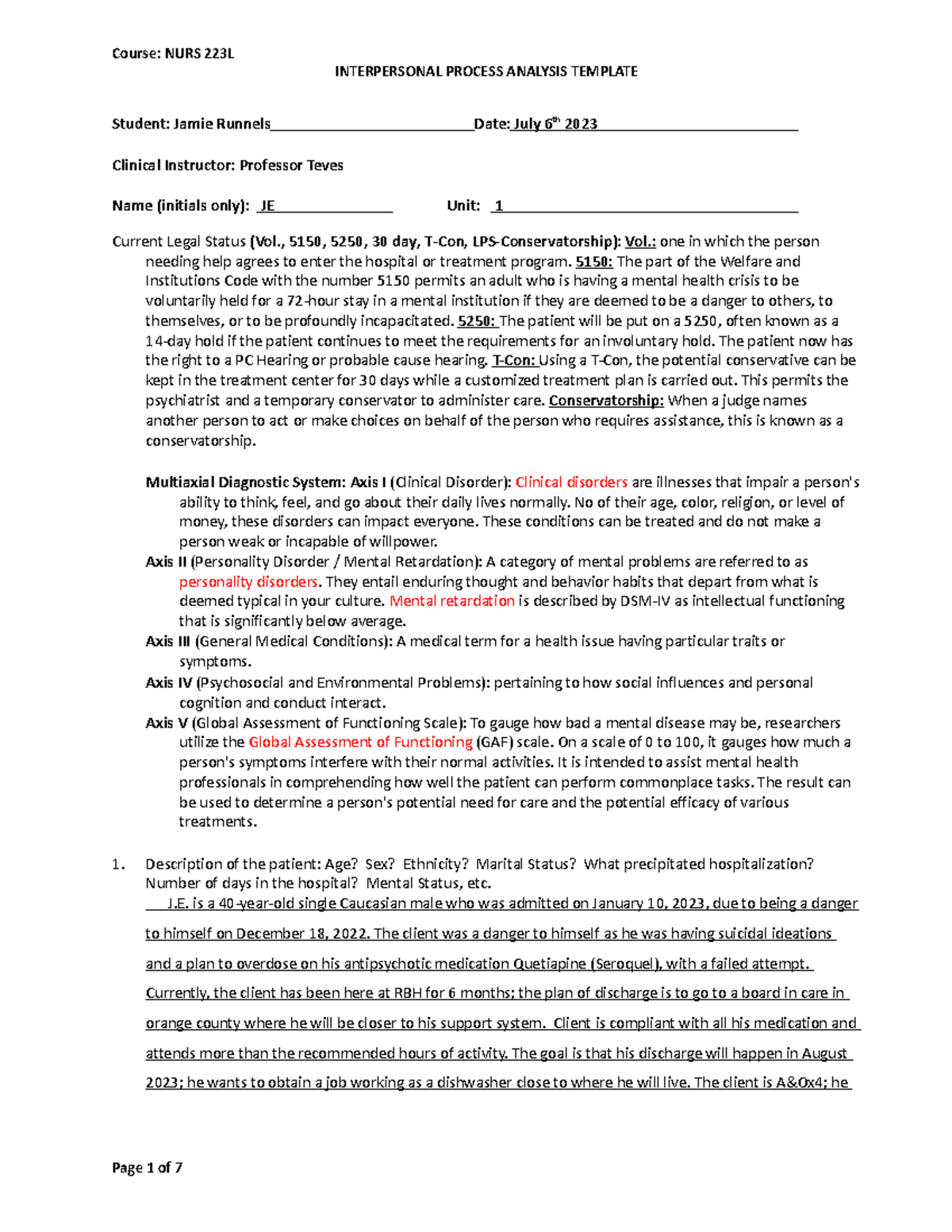 IPA Jamie Runnels - good luck - NURS 222 - WCU - Studocu