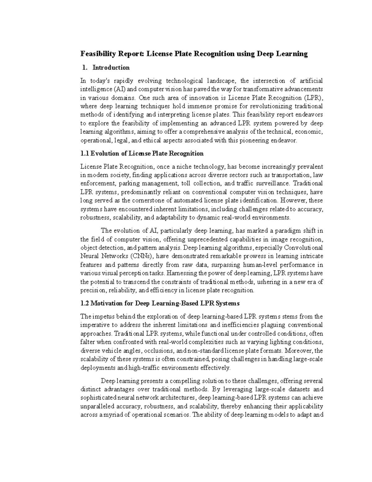 Feasibility Report: License Plate Recognition using Deep Learning ...