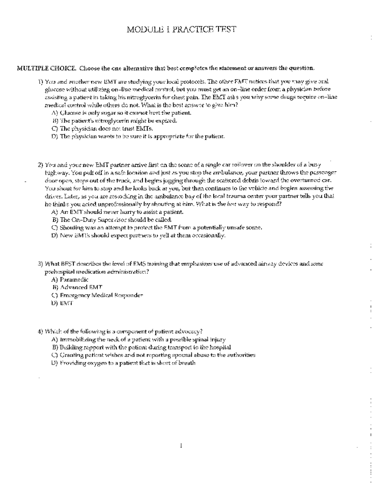 Module 1 practice test 13e - MODULE 1 PRACTICE TEST MULTIPLE CHOICE ...