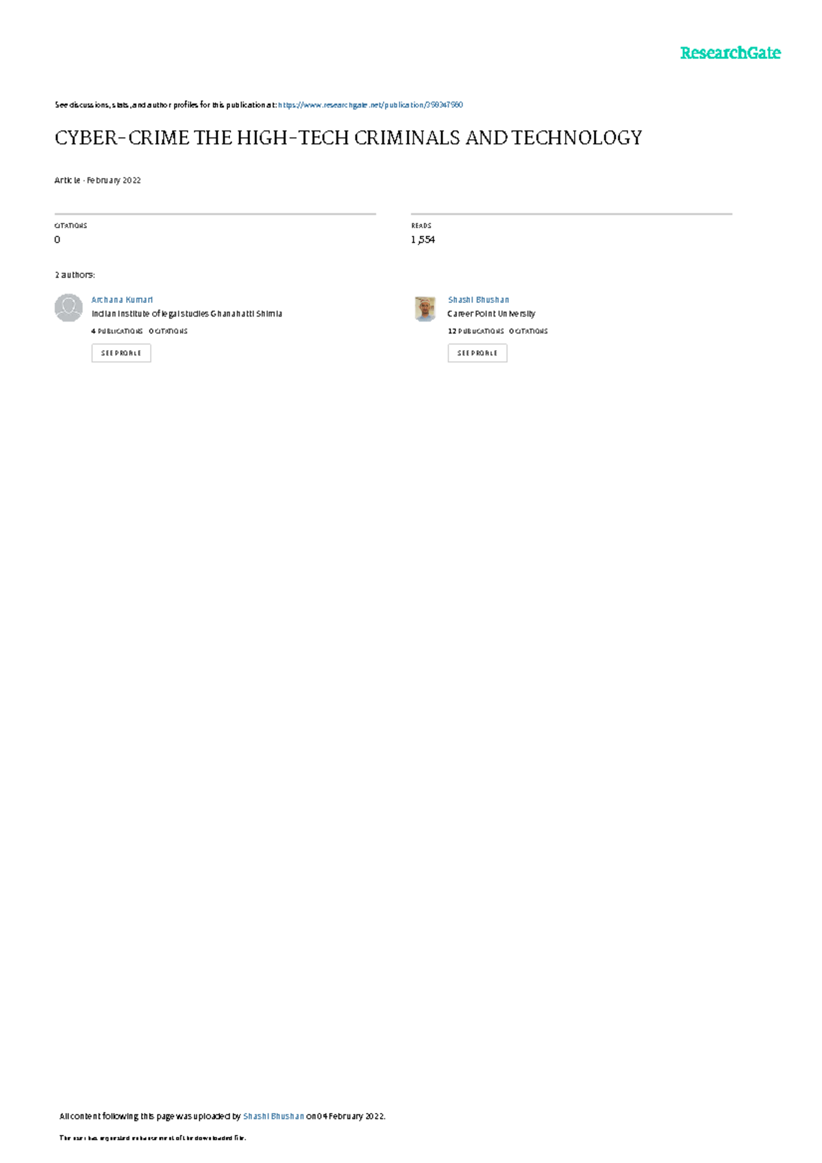 Cyber- Crimethehigh- Techcriminalsandtechnology - See discussions ...