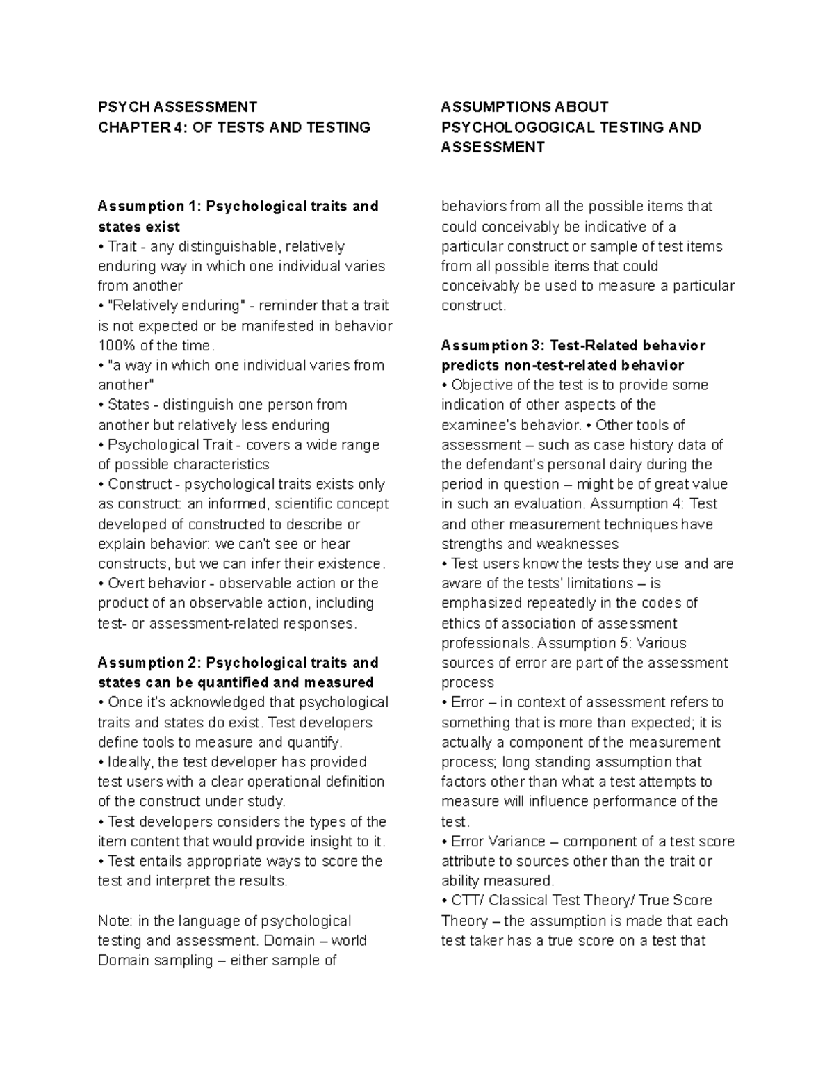 Psych Assessment ( Chapter 4 OF Tests AND Testing ) - PSYCH ASSESSMENT ...