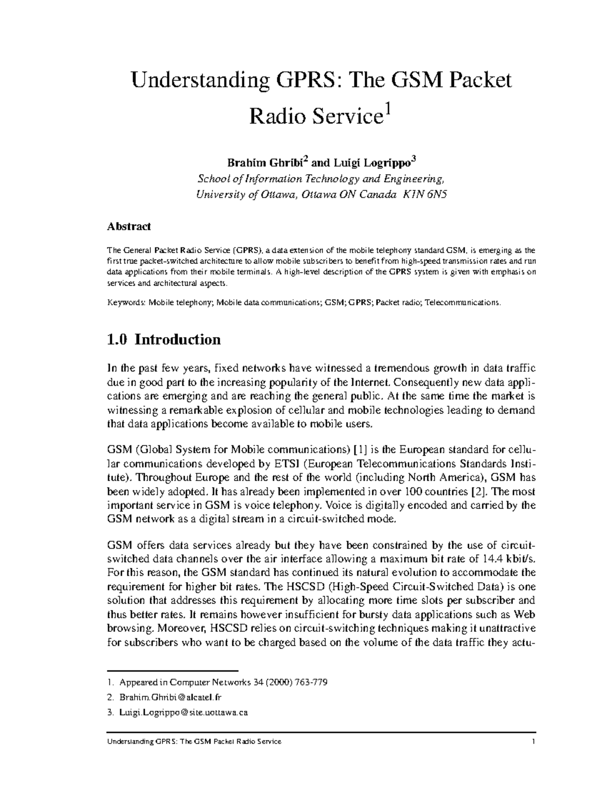 Understanding GPRS: The GSM Packet Radio Service - Understanding GPRS ...
