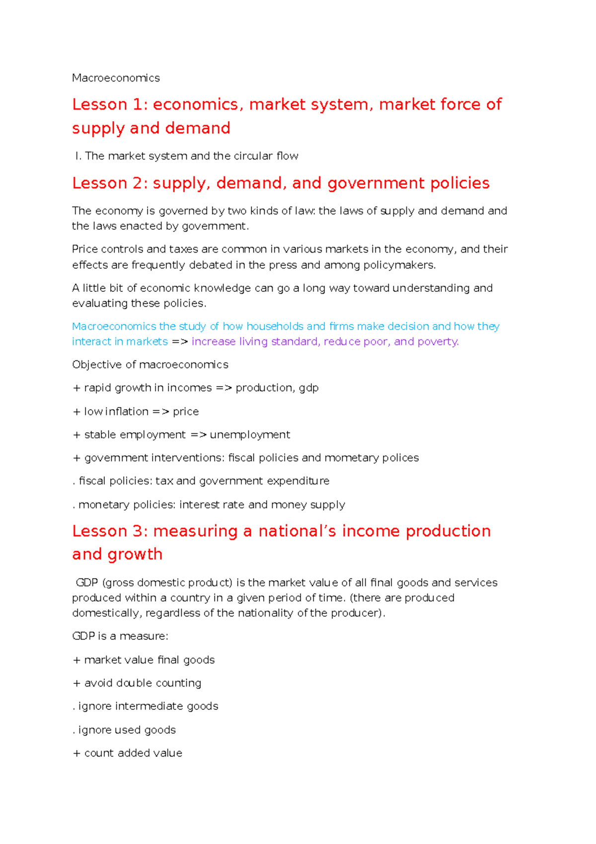 Macroeconomics - tài liệu - Macroeconomics Lesson 1: economics, market ...