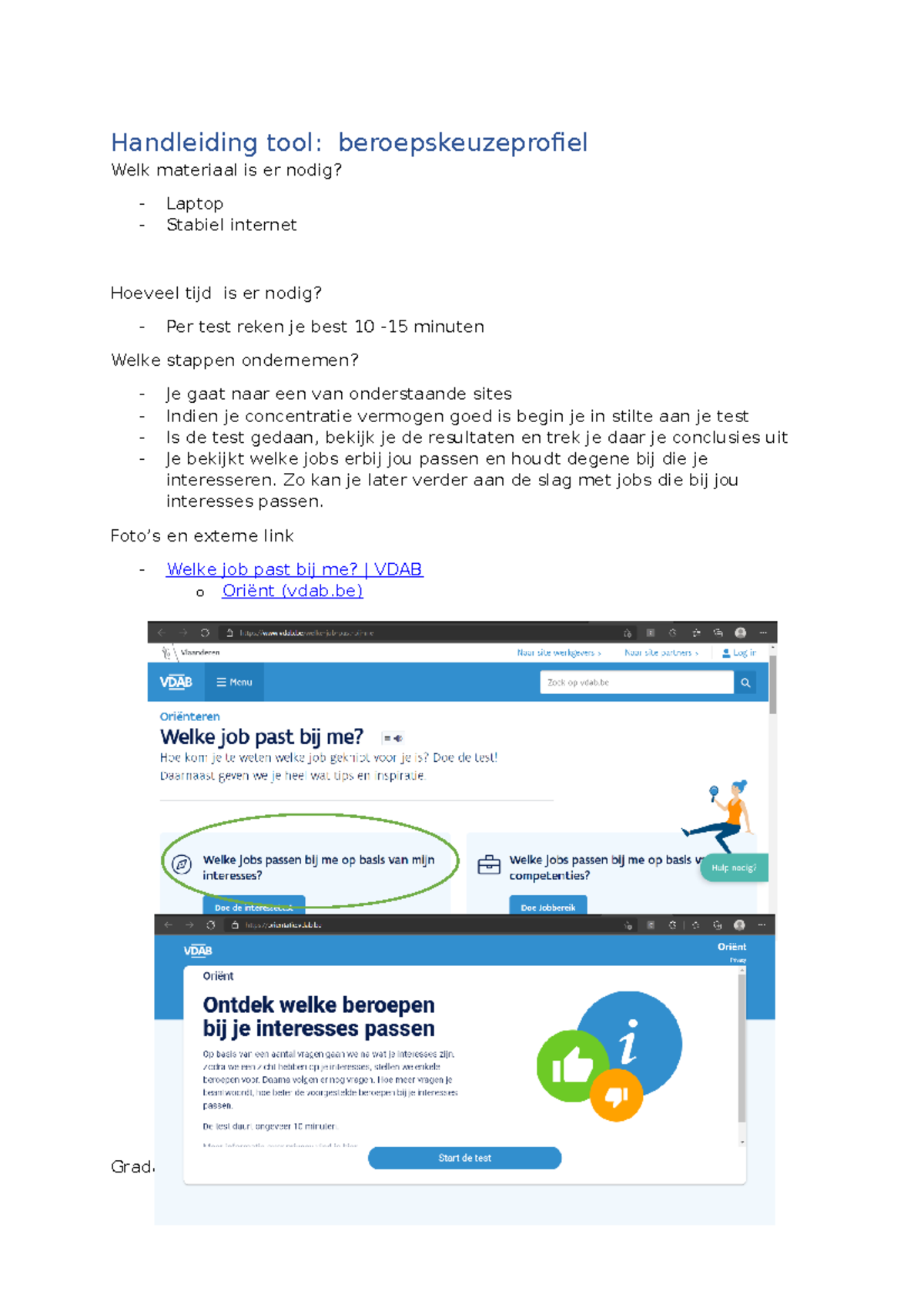 Handleiding tools fase 3 jobfinding - Handleiding tool: beroepskeuzeprofiel Welk materiaal is er ...