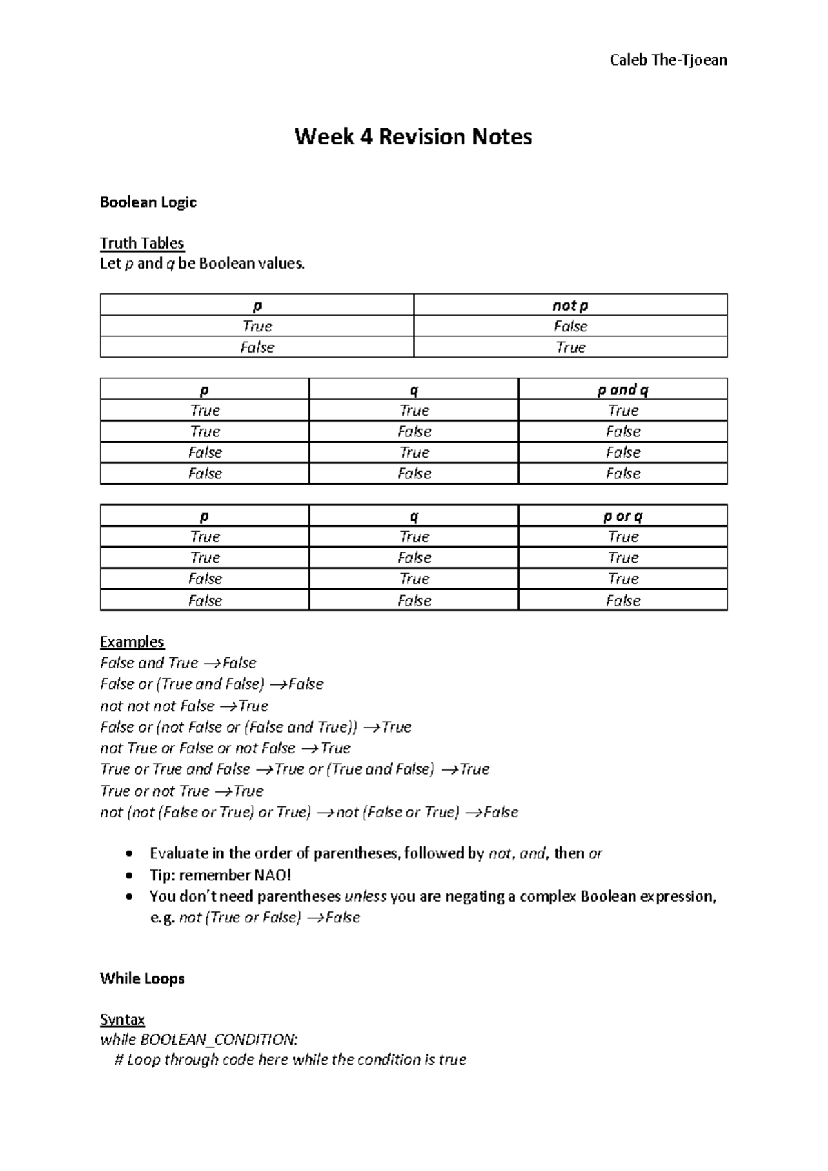 Week 4 Revision Notes - Summary Engineering Computing - Week 4 Revision ...