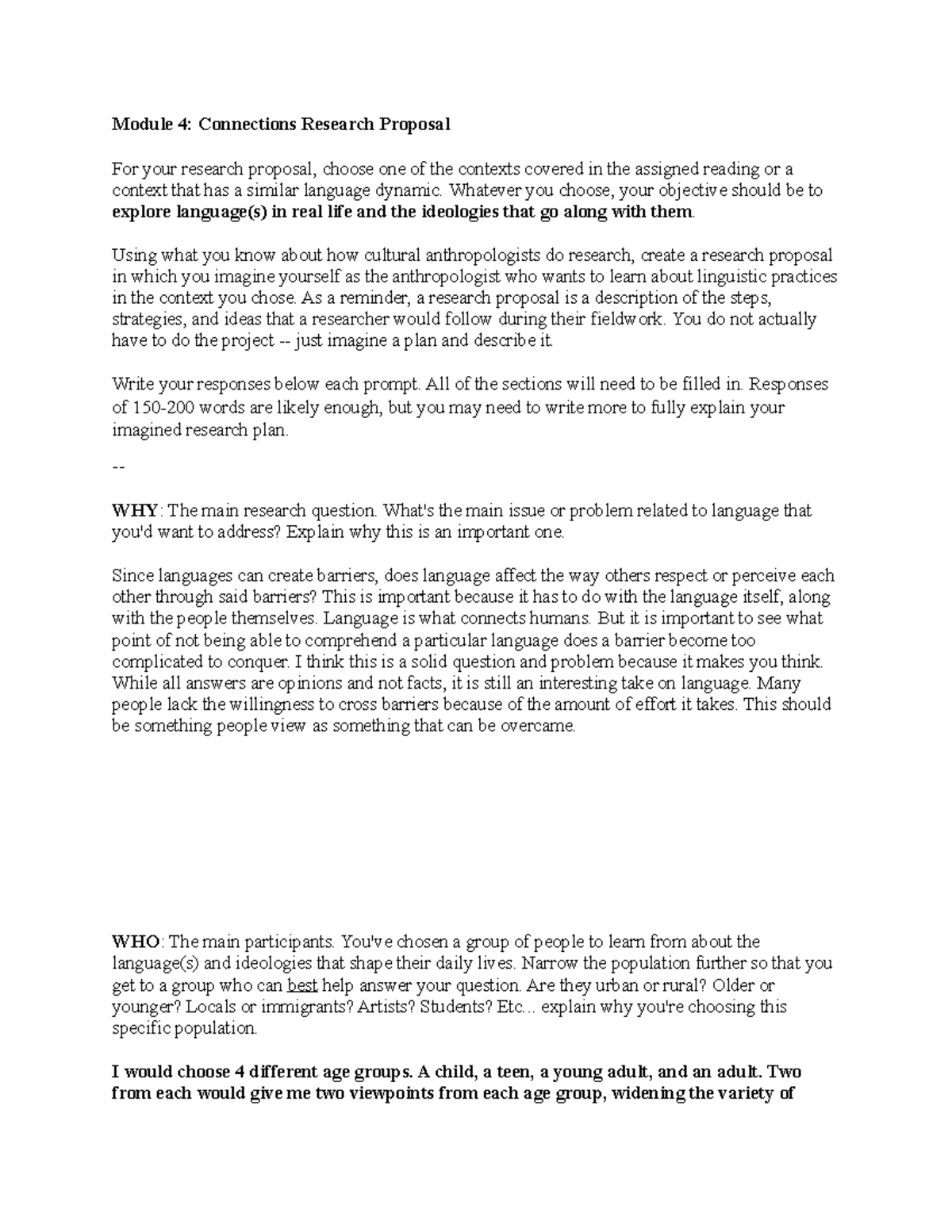 Module 4 Connections Research Proposal - Module 4: Connections Research ...