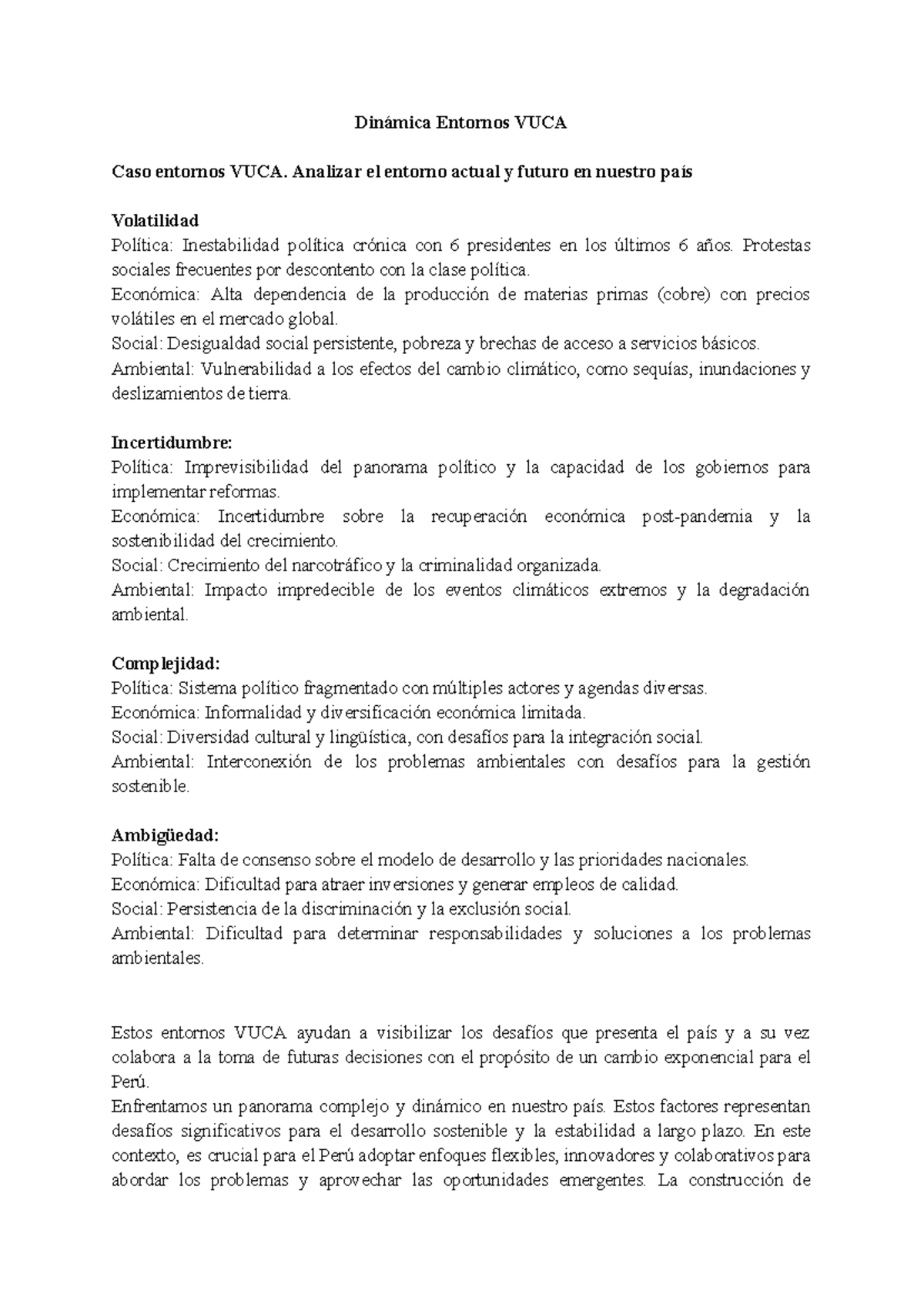 Dinámica Entornos VUCA Grupo 2 - Dinámica Entornos VUCA Caso entornos ...