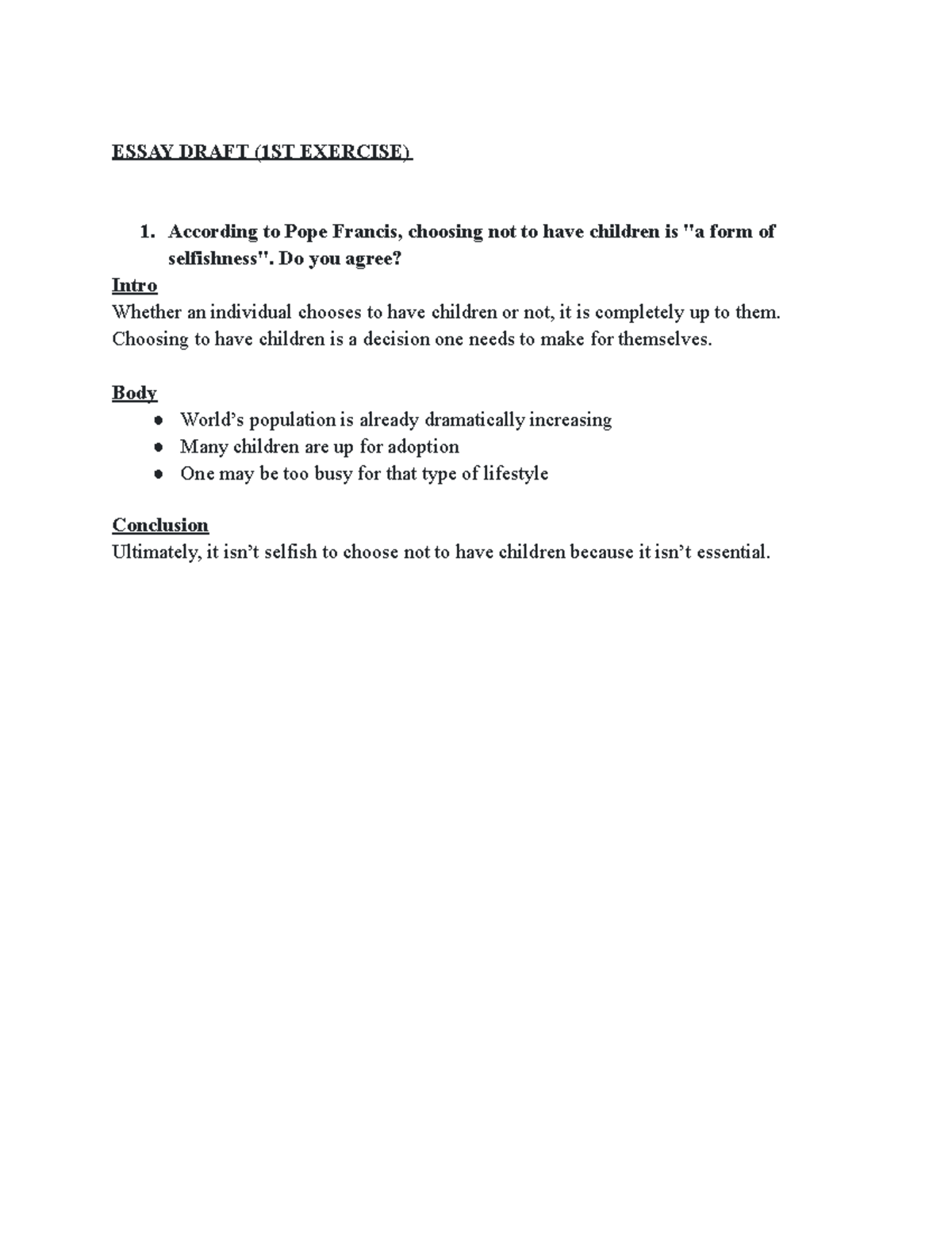 Essay Peer-review Writing Exercises - ESSAY DRAFT (1ST EXERCISE ...