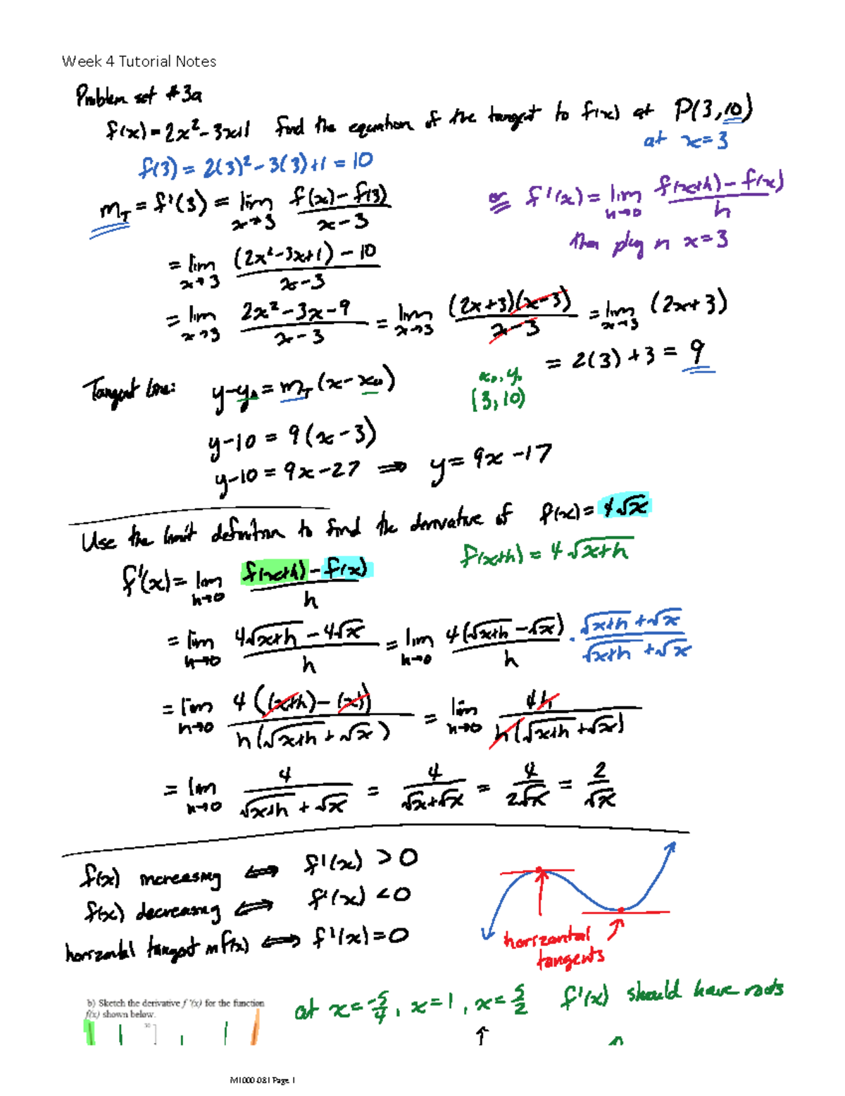 Week 4 Tutorial Notes - Math 1000 - Week 4 Tutorial Notes - Studocu