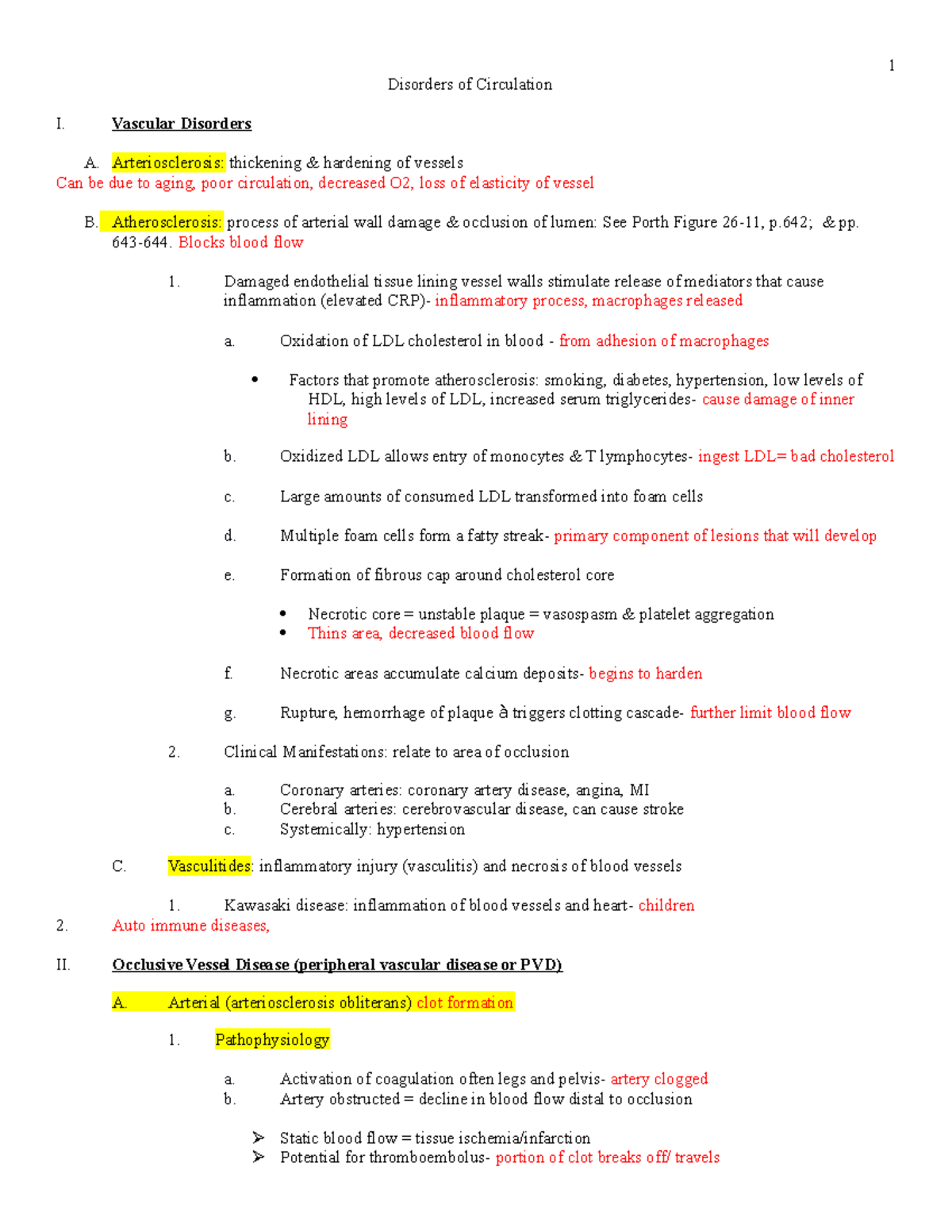Circulation - Intro to Patho, Prof Carlson and Forester - Disorders of ...