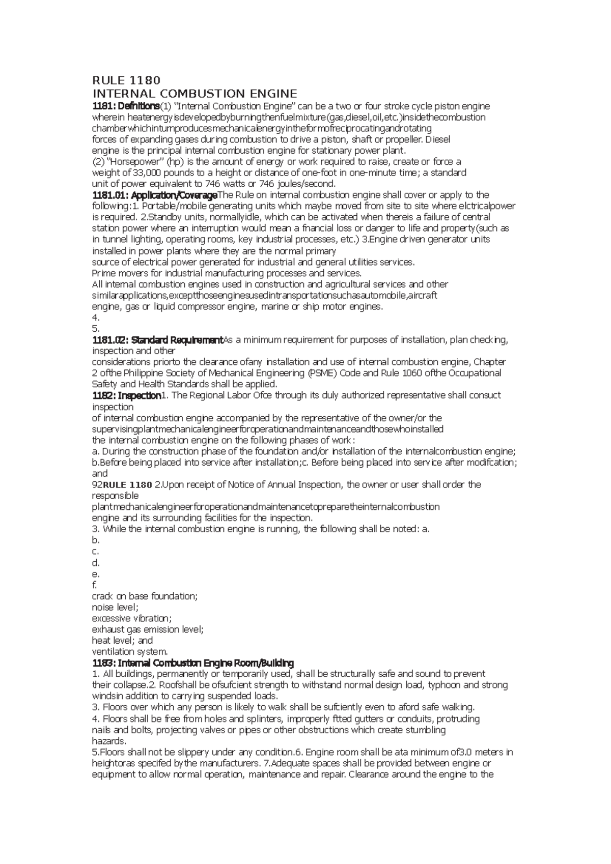 Osh 25 - occupational safety and health management notes - RULE 1180 ...