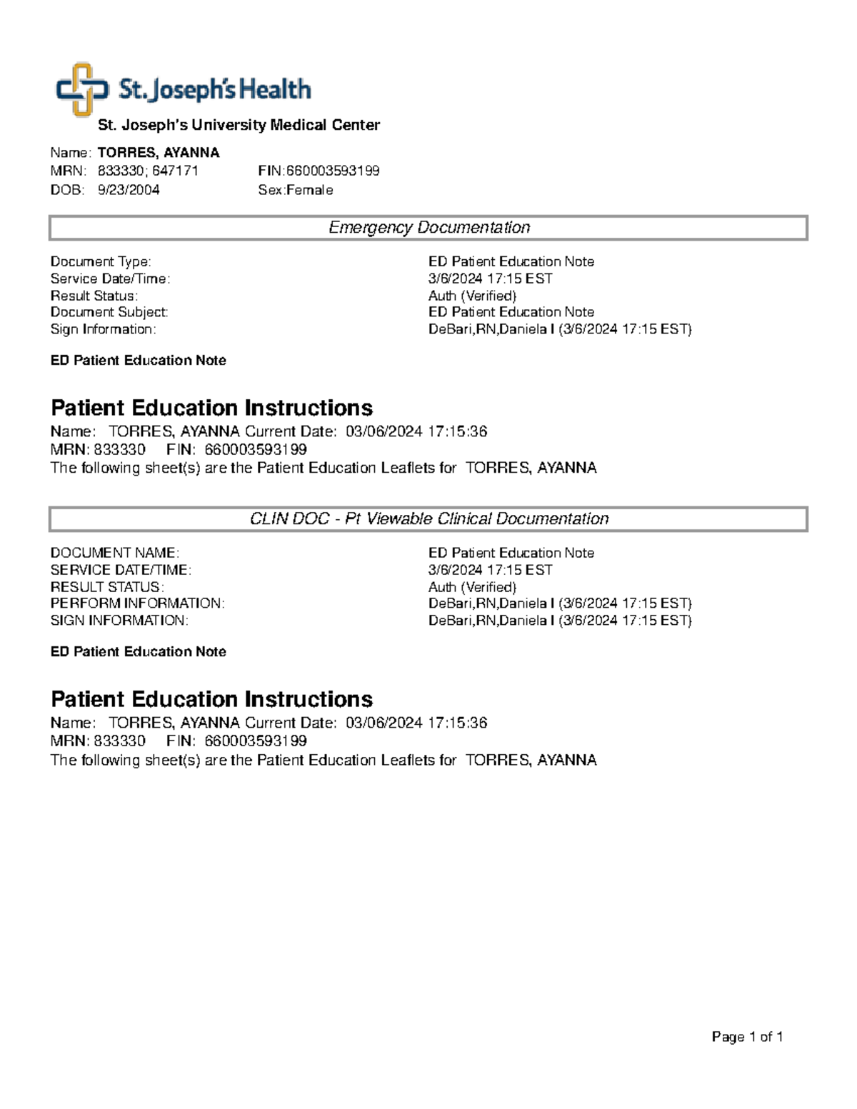 ED Patient Education Note 03-06-2024 - St. Joseph's University Medical ...
