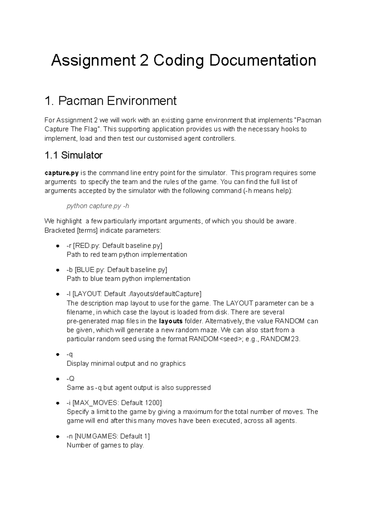 Assignment 2 Coding Documentation v1.1.docx - Assignment 2 Coding Documentation 1. Pacman - Studocu
