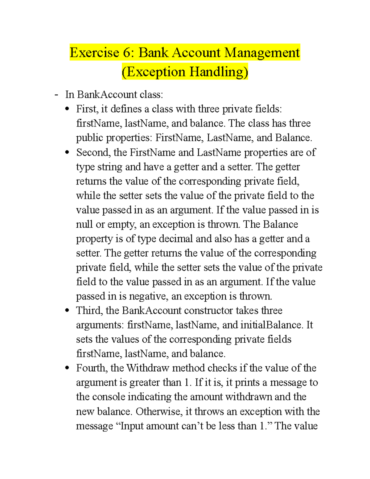 Exercise 6 - Exercise 6: Bank Account Management (Exception Handling ...