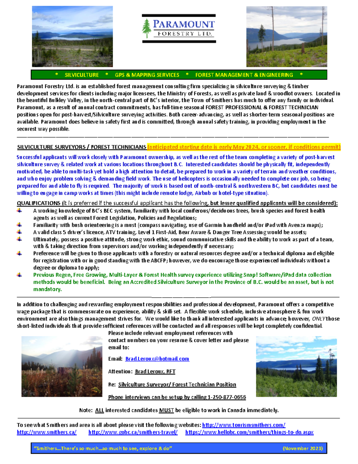 Forestry Jobs Paramount Forestry Silviculture Surveyors Forest ...