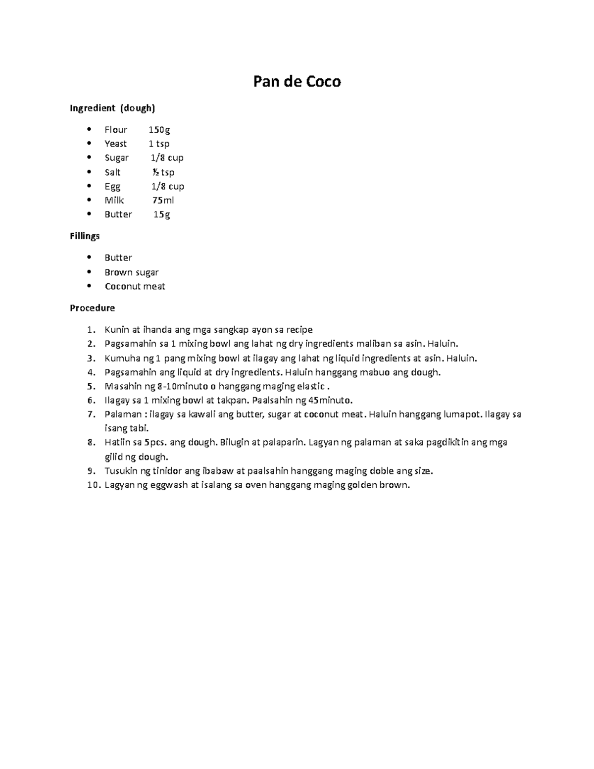 Pan de Coco - Ingredients for Pan de coco - Pan de Coco Ingredient ...