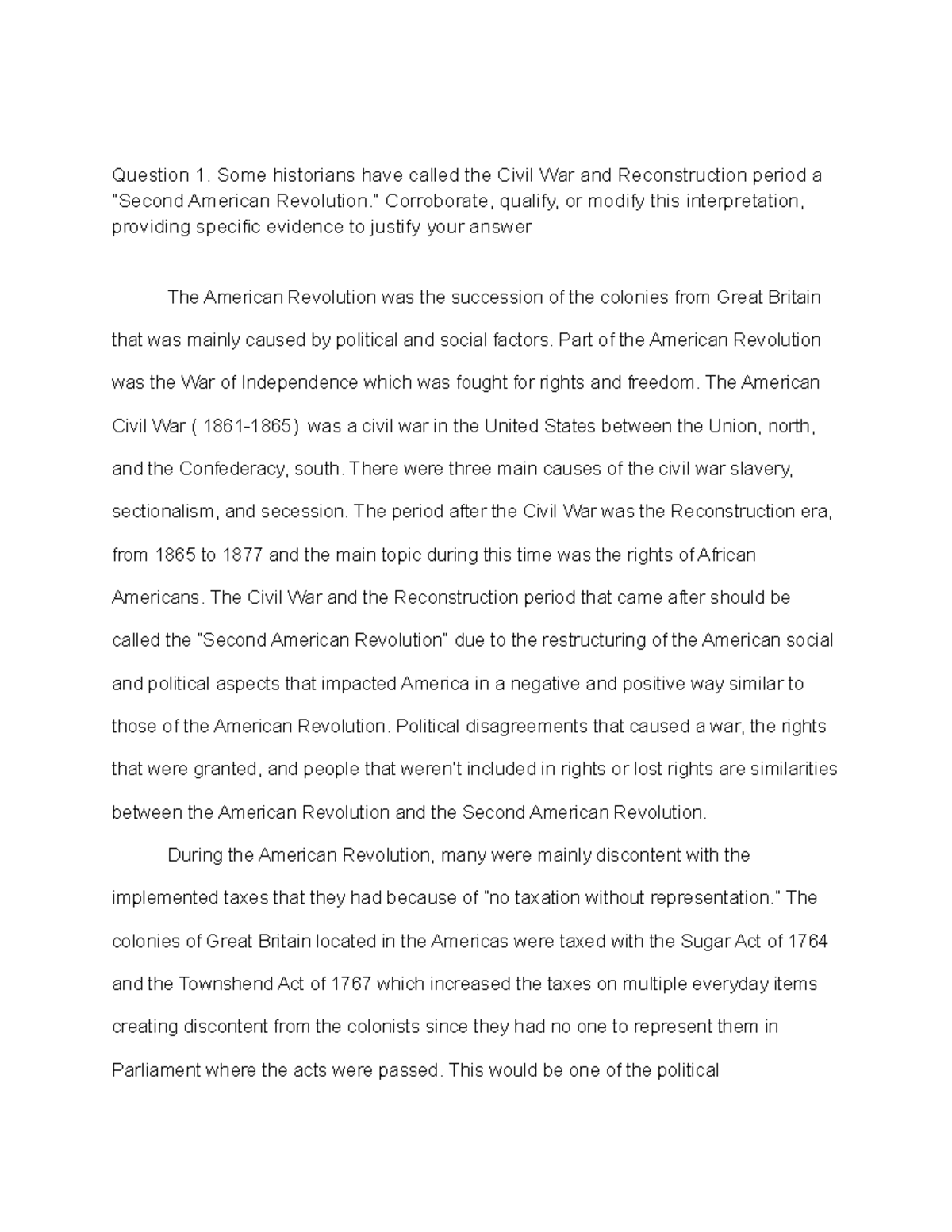 04 04 04 assignment - APUSH AP US History Question 1. Some historians ...