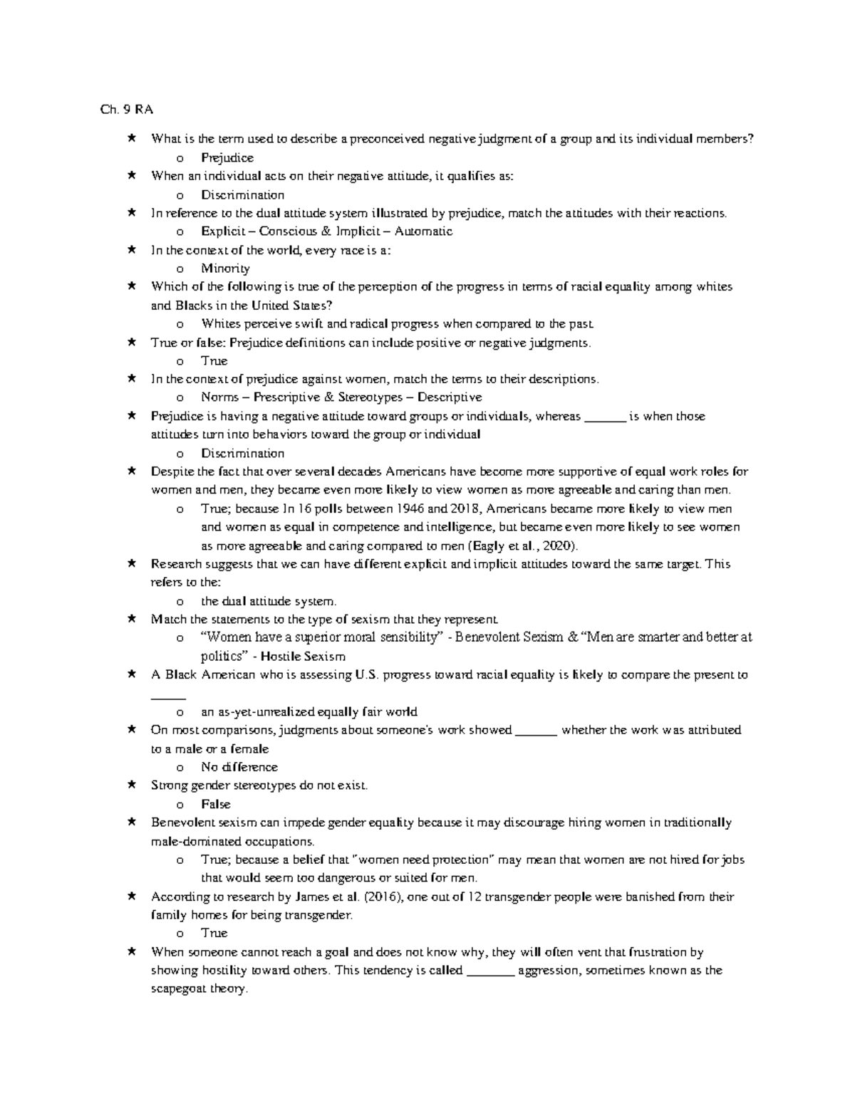 Ch. 9 RA - This is the questions and answers for the Ch. 9 reading ...