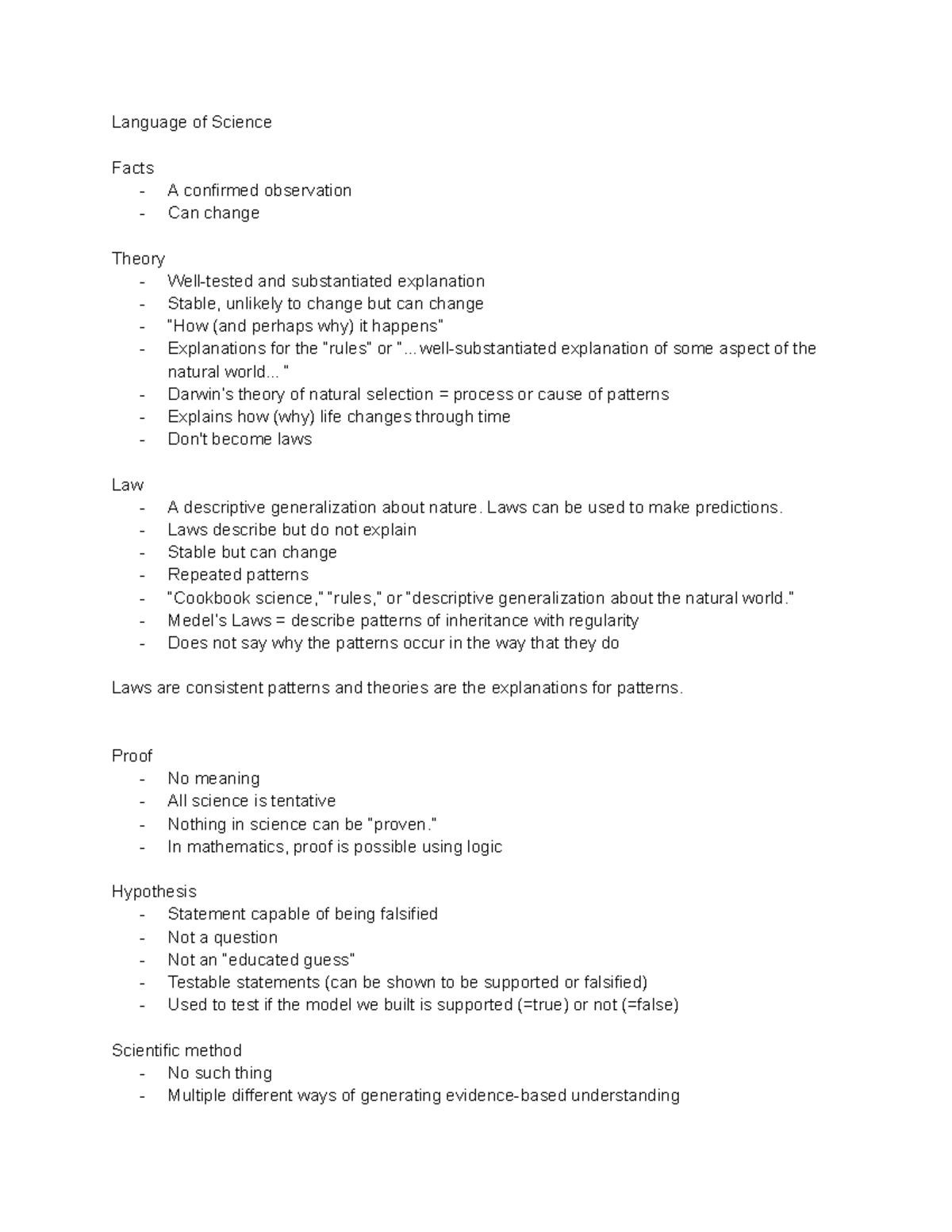 Unit 1 - Practice questions. - Language of Science Facts - A confirmed ...