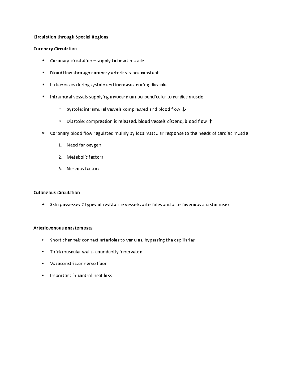 Overview on Circulation - Circulation through Special Regions Coronary ...