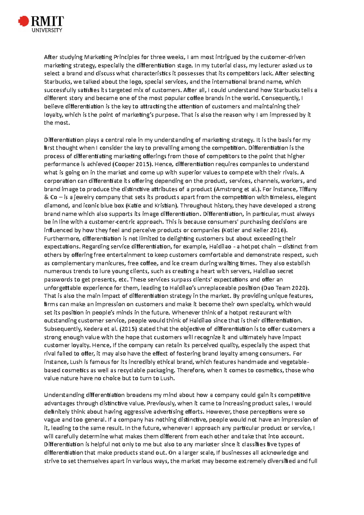 MP - Assignment 1 - After studying Marketing Principles for three weeks, I am most intrigued by ...