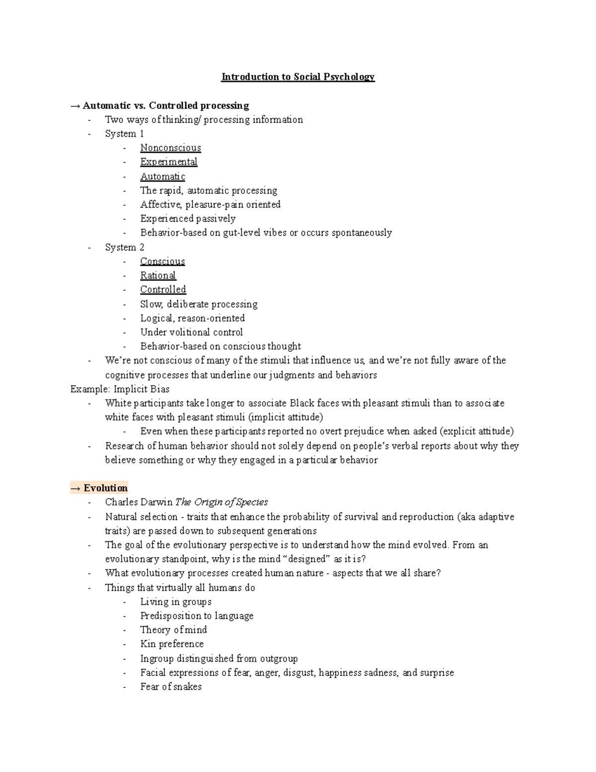 PSY2200 Class Notes 2 - Introduction to Social Psychology → Automatic ...