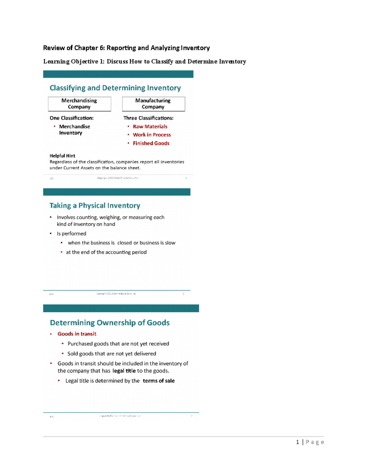 Review of Chapter 6 - Upon further investigation it was determined that ...