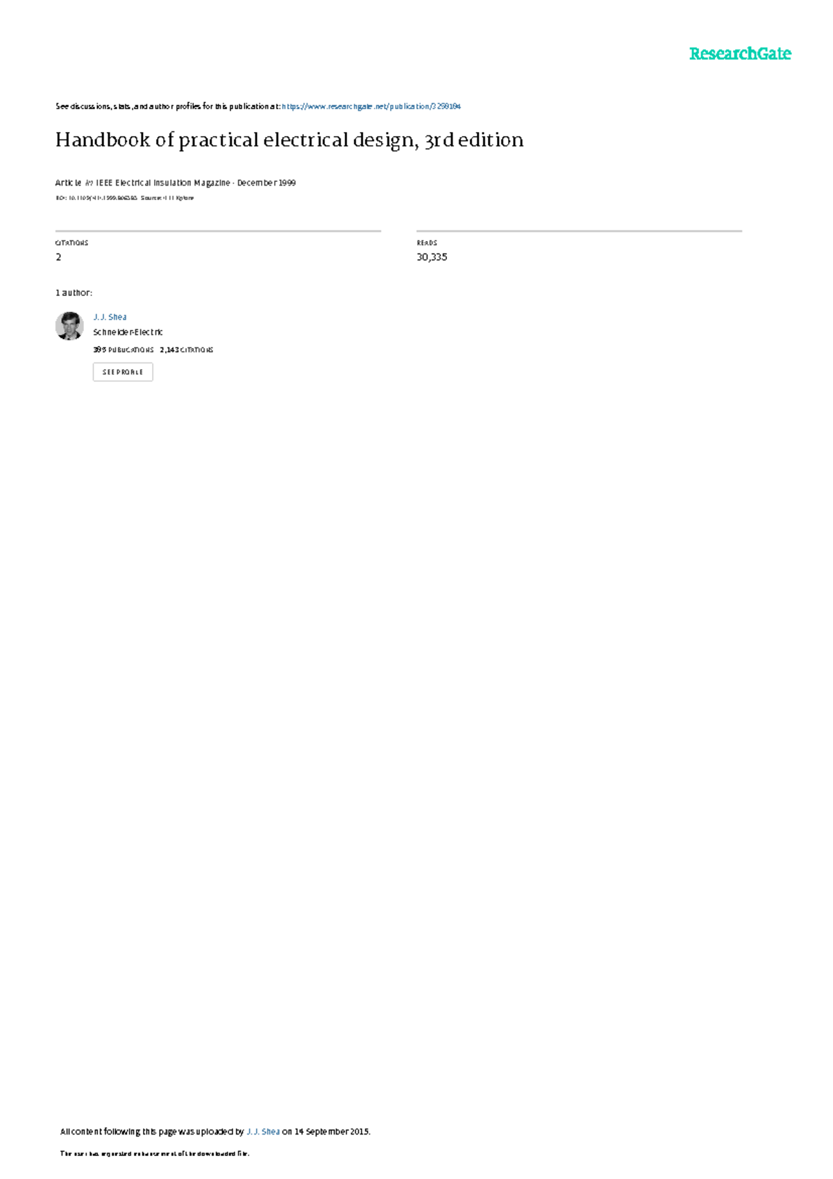 Handbook of practical electrical design 3rd editio - See discussions ...