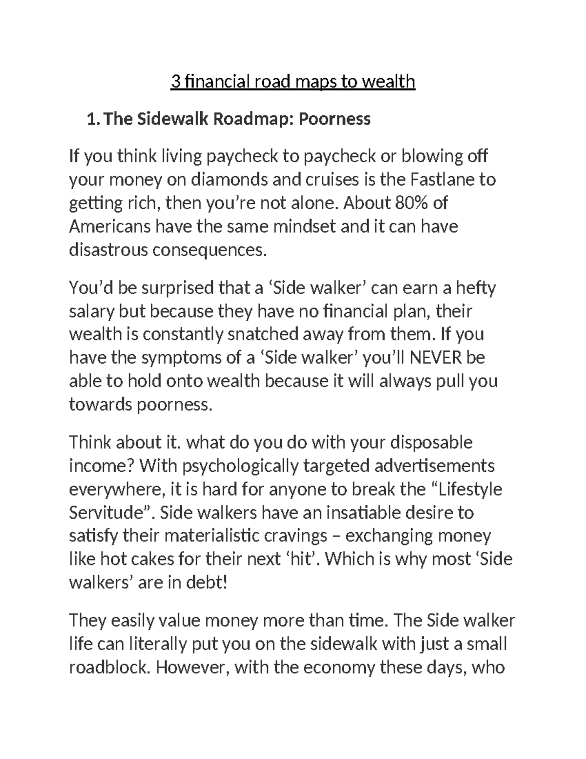 3 financial road maps to wealth - 3 financial road maps to wealth The ...