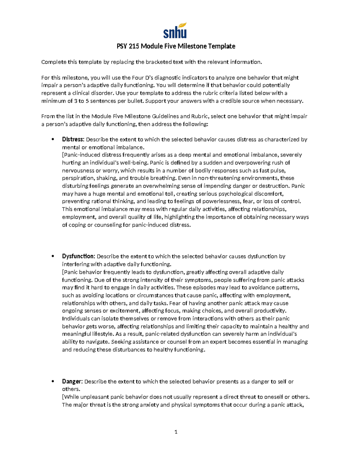 PSY 215 Module Five Milestone Template - PSY 215 Module Five Milestone ...
