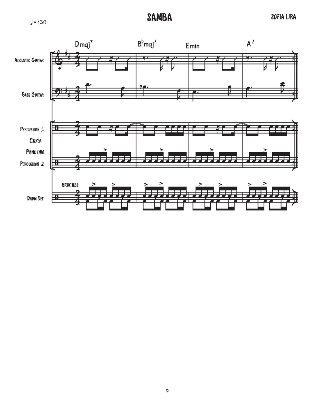 Samba groove - Score - & ? ã ã ã 42 42 42 42 42 .. .. .. .. .. Acoustic ...