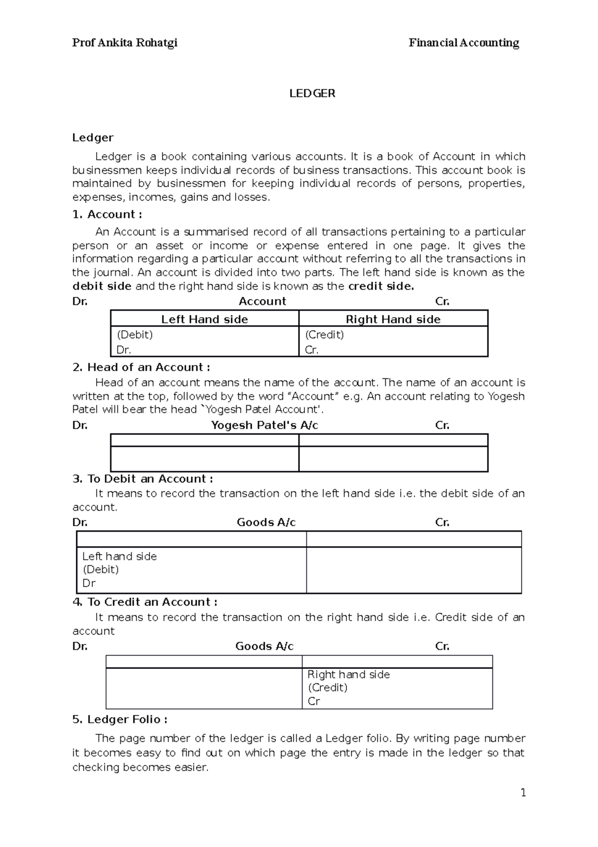 Ledger question - LEDGER Ledger Ledger is a book containing various ...