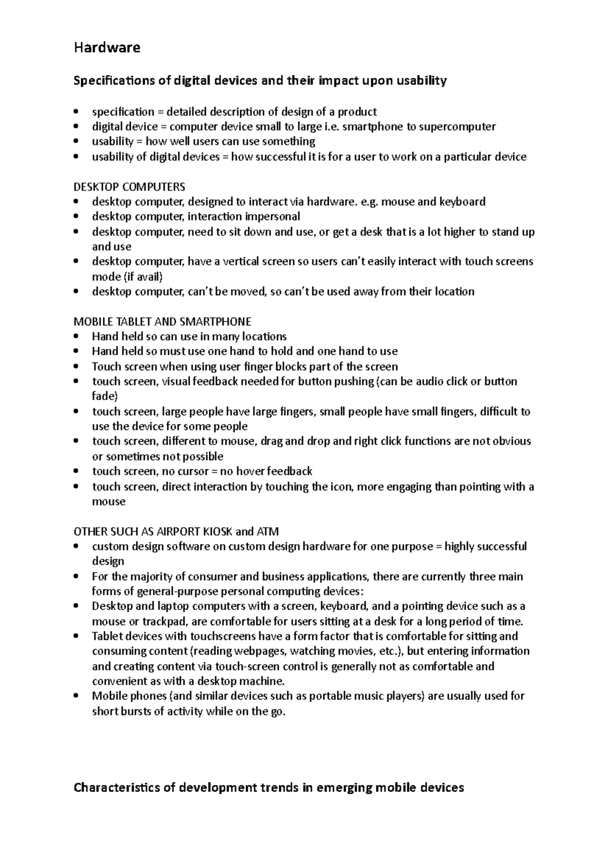 Hardware Lecture Notes Hardware Specifications Of Digital Devices And Their Impact Upon