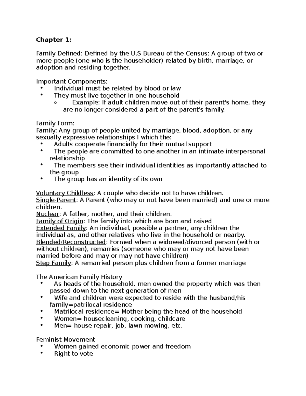 Sociology Notes - Taught by Uzma Ali - Chapter 1: Family Defined ...