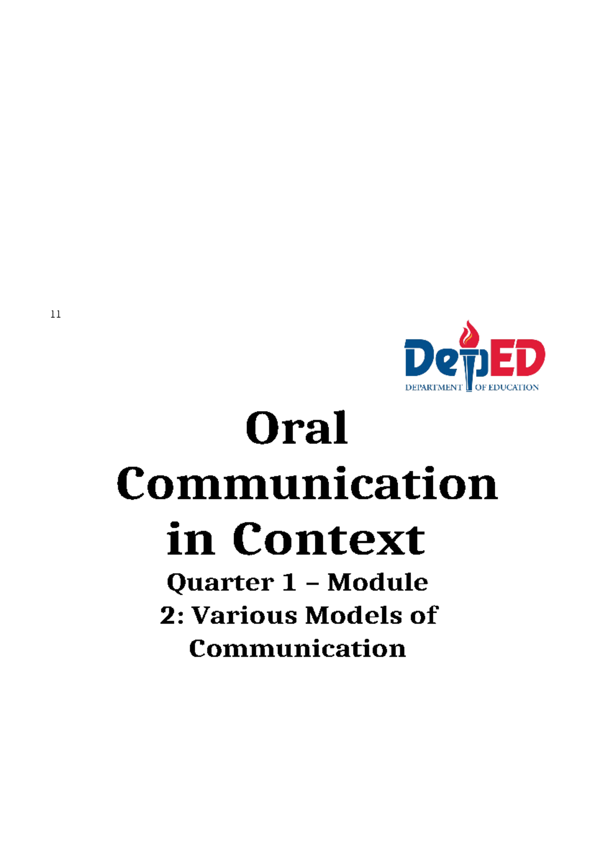 Module in ORAL COM - 11 Oral Communication in Context Quarter 1 ...