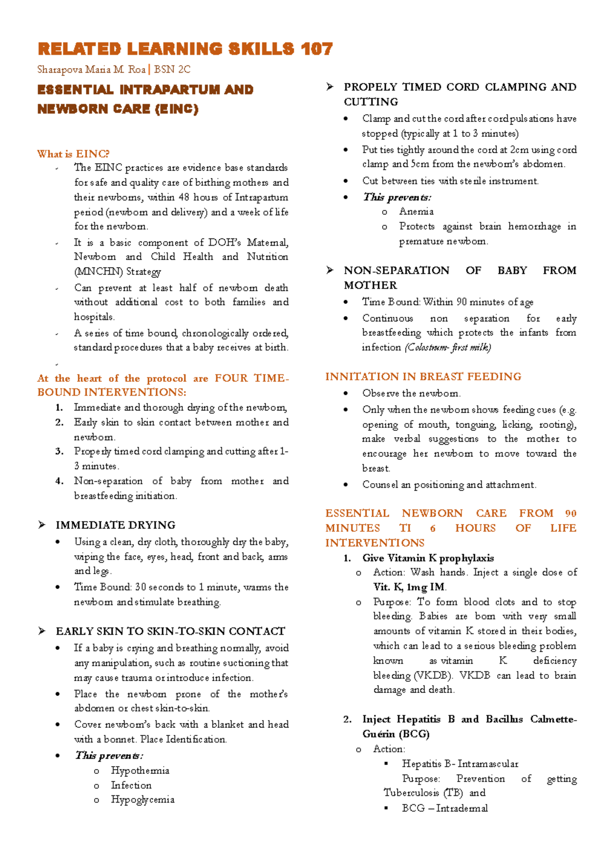 Essential Intrapartum Newborn CARE - RELATED LEARNING SKILLS 107 ...