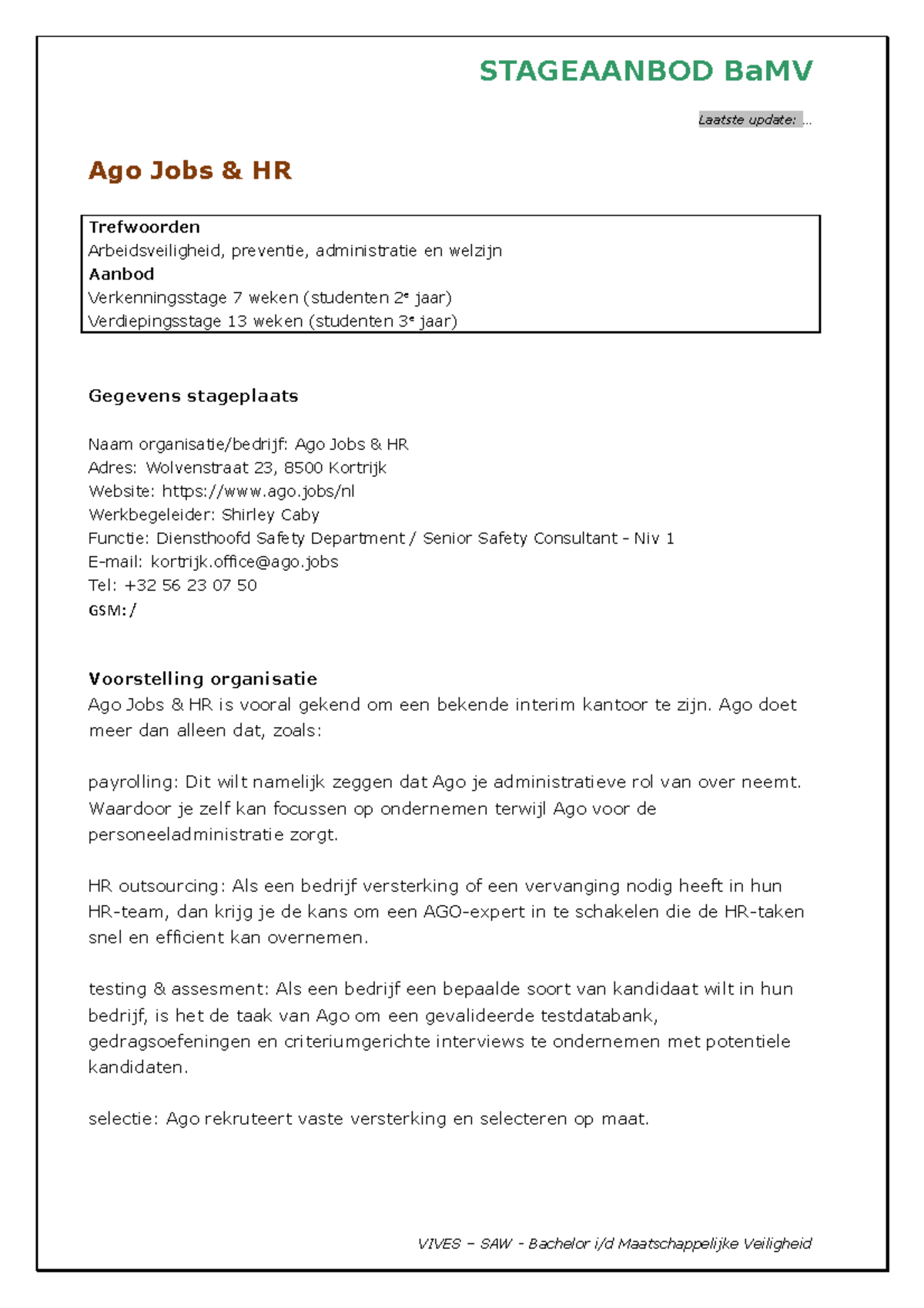 dit is een voorbeeld over hoe je een stageverslag zou opmaken ...