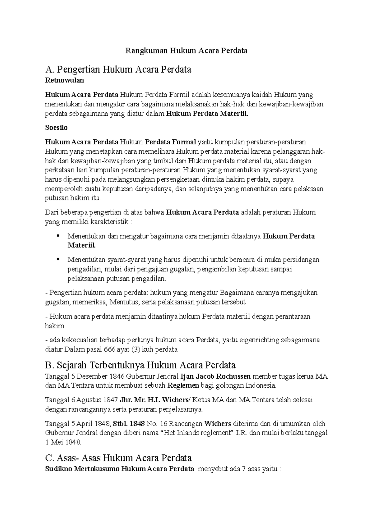 Rangkuman Hukum Acara Perdata - Pengertian Hukum Acara Perdata ...