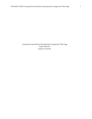 Compare and Contrast Assignment EDUC 500 - COMPARE/CONTRAST MORAL ...