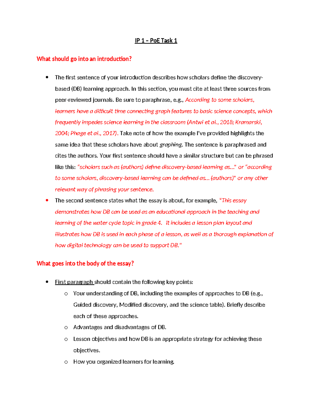 Po E Task 1 template - Summary Natural Sciences - IP 1 – PoE Task 1 ...