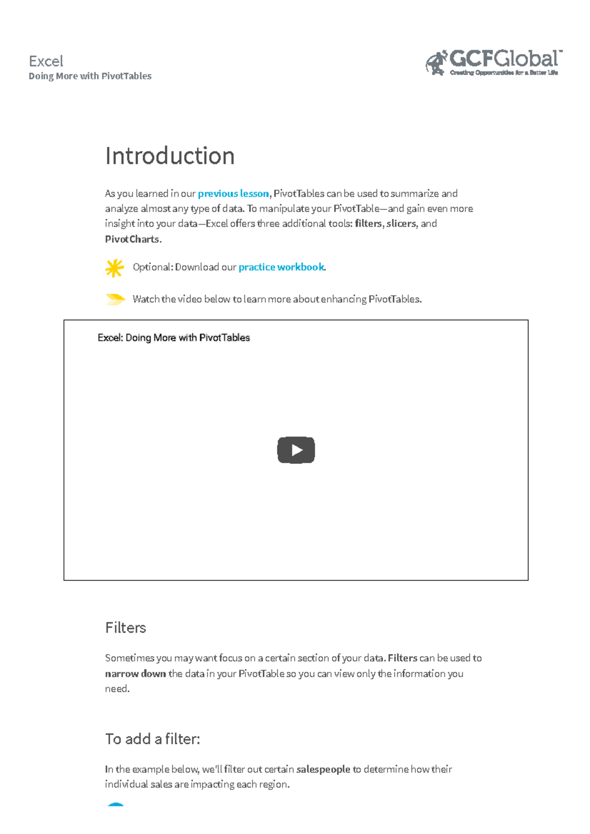 2b. Doing More with Pivot Tables - Information Systems in Organisation ...