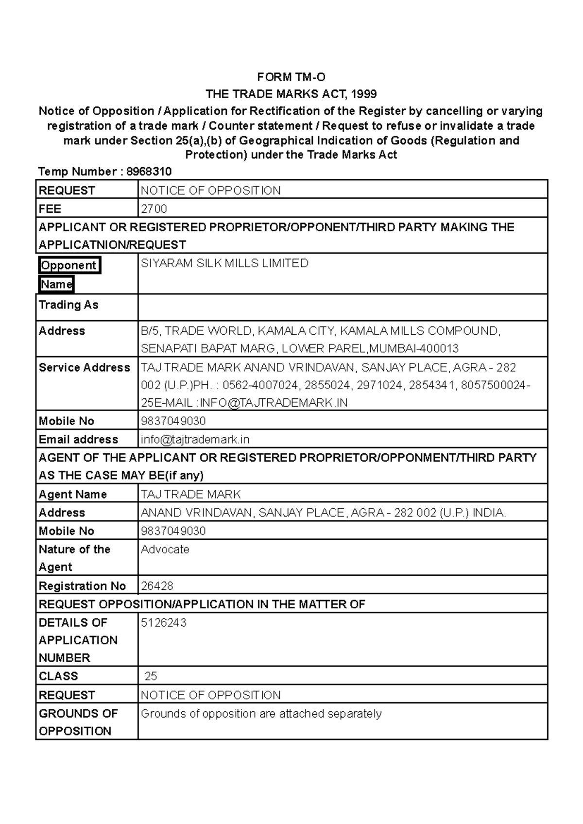 Lotus Regalia Opposition Reply - FORM TM-O THE TRADE MARKS ACT, 1999 ...