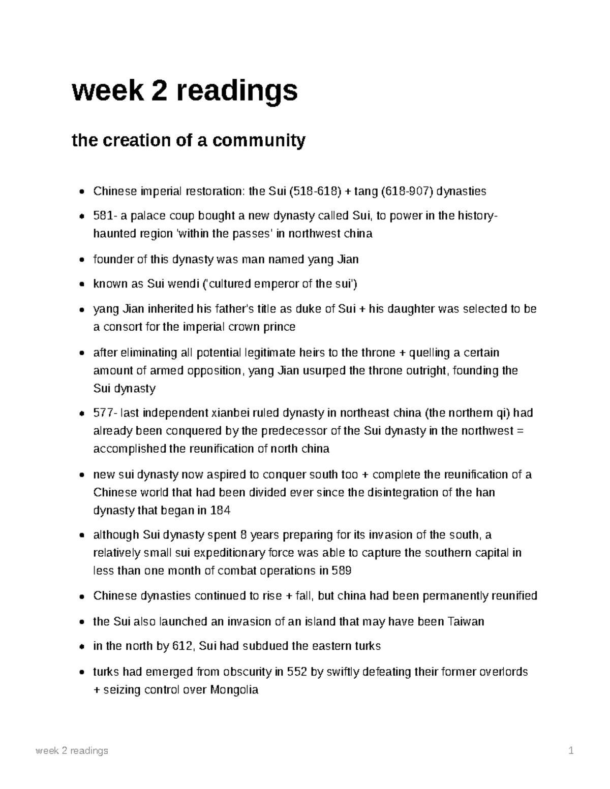Week 2 readings - week 2 readings 1 week 2 readings the creation of a ...